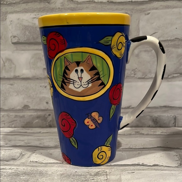 catzilla | Dining | Colorful Cat 2oz Mug With Floral Design Catzilla ...